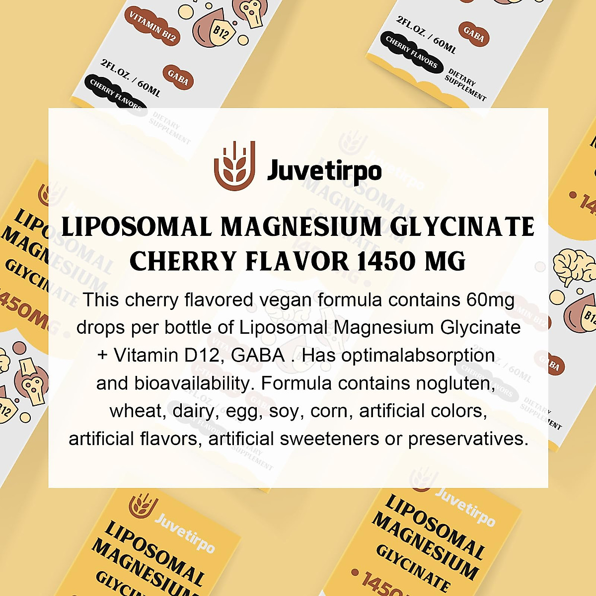 Magnesium Glycinate Liquid Drops - Liposomal Chelate with Cherry Flavor for Easy Absorption, Promotes Sleep, Mood, Intestinal & Bone Health, Reduces Stress - 60ML (2.04 Fl Oz (Pack of 1))