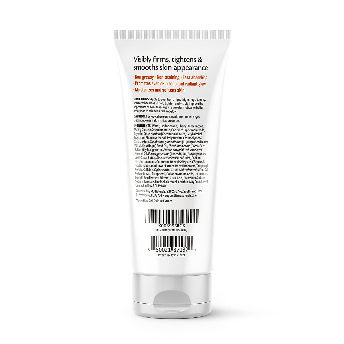 Bum Bum Cream with Lemon Vanilla Scent 2-in-1 Skin Care Cellulite Cream and Massage Lotion - Non-Greasy Skin Tightening Cream for Firm Butt, Belly & Thighs with Cupuaçu Collagen and Caffeine - 8 Fl Oz