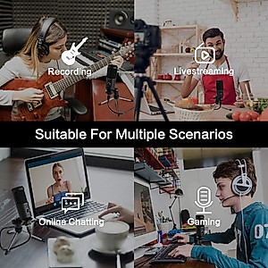 BeeFly USB Microphone, Microphone for Computer Metal Condenser Recording Microphone for PS4 Mac Windows Computer Desktop Microphone for Gaming Podcast Streaming YouTube Chatting