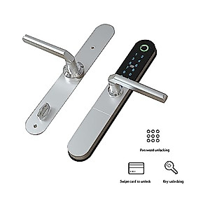 RFID Card Apartment Anti-Theft Fingerprint Password Combination Lock+Card (Right Pull, Silver Password Payment)