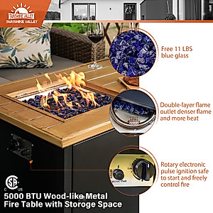 SUNSHINE VALLEY Patio Furniture Set with Firepit Table, Metal Outdoor Patio Furniture, 2 Swivel Chairs, 3 Seater Sofa, 2 Ottomans with 5.75" Extra Thick Cushion and 46" Gas Firepit Table for Backyard