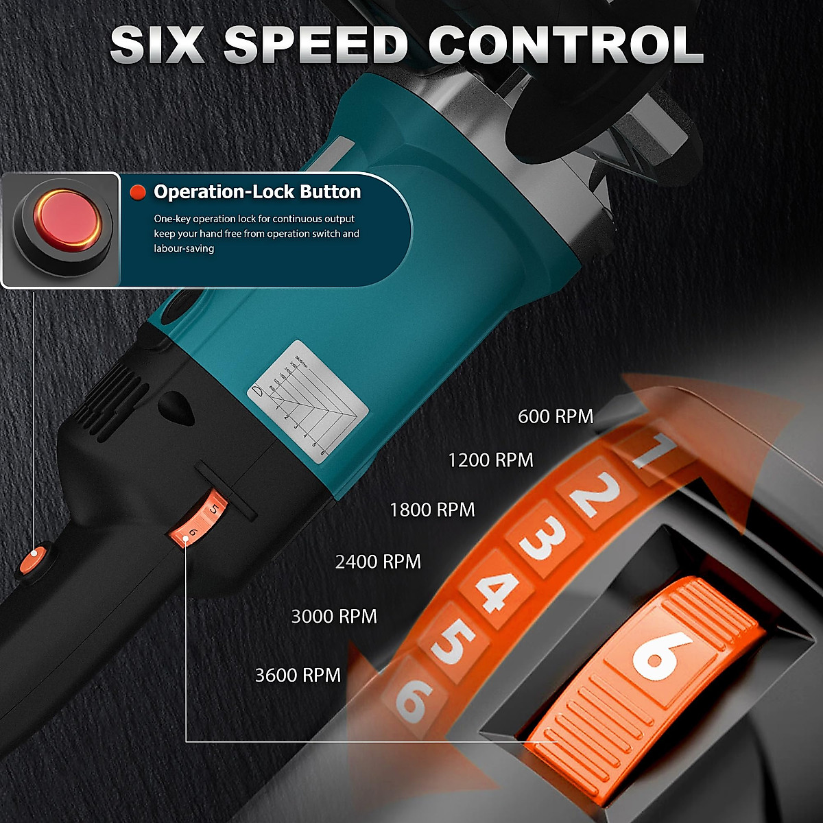 Surface Conditioning Tool 1400W, Burnishing Polishing Machine with 6 Variable Speed, Electric Handheld Stainless Steel Polisher Set, Metal Burnishing Machine Kit with Burnishing Wheel, Blue