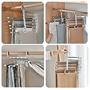 YUNAI Stainless Steel Pants Hangers Jeans Clothes Organizer Folding Storage Rack Space Saver Storage Rack for Hanging