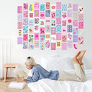 KOSKIMER Preppy Wall Collage Kit Aesthetic Pictures, 70 Set 4x6 Inch, Preppy Room Decor Aesthetic, Trendy Pink Photo Collage Kit, Cute Posters for Dorm Bedroom, Preppy Things for Teen Girls