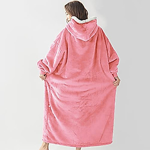 BEDELITE Wearable Blanket Hoodie, Oversized Cozy Warm Sherpa Hooded Blanket Adult, Long Sweatshirt Blanket for Women Men Teen