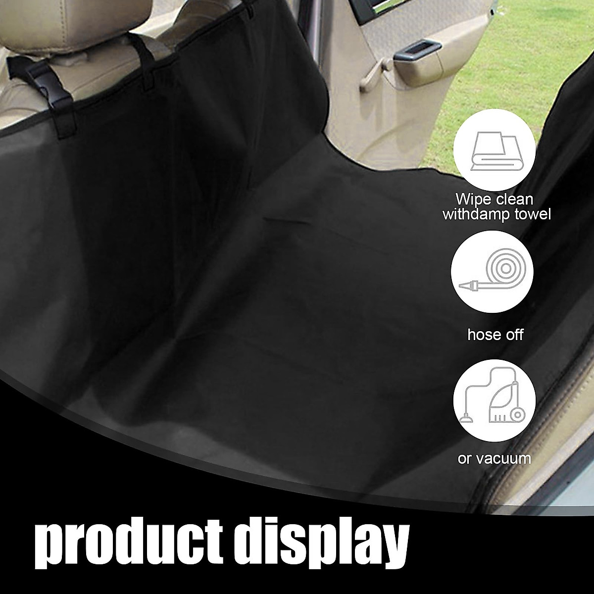Hawyet 1 PC Car Back Seat Cover for Dogs, 53.1In x 53.1In Pet Waterproof Soft Oxford Cloth Car Mat with Binding Strip, Universal Anti-Slip Vehicle Seat Protector for Car Truck and SUV (Black)