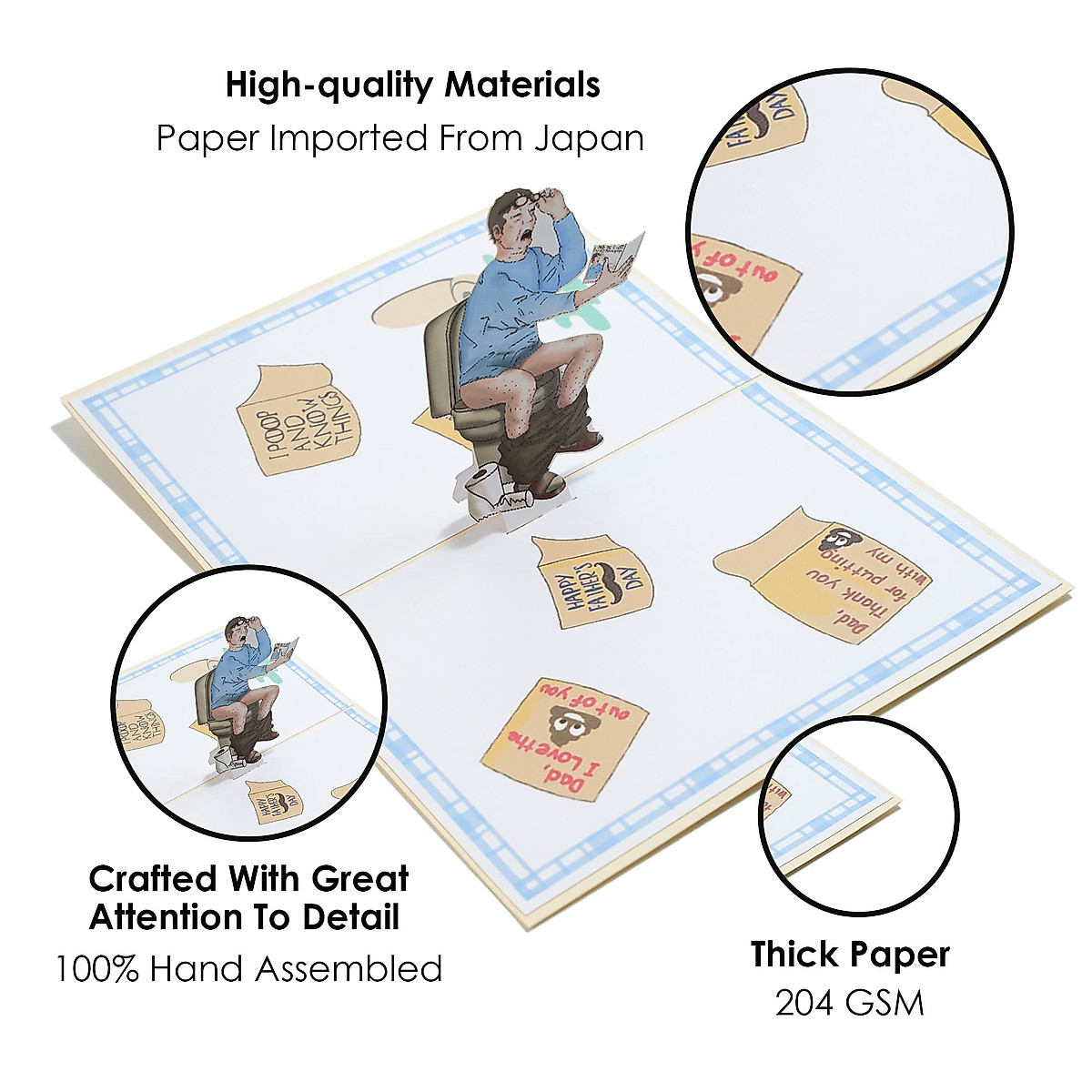 PIDELIGHT Funny Pop-Up Cards - This Is My Dad Trying To Read This Card Hilarious 3D Popup Birthday Card, Greeting Card Thanksgiving, Christmas Gift For Dad, Grandpa From Son Daughter Wife