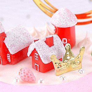 SEWACC 8pcs Christmas Indoor Decoration Christmas Tree Ornaments Christmas Houses Christmas Desktop Decor for Miniature DIY Snow Globe Kit Desktop Decoration Red Crafts Candy