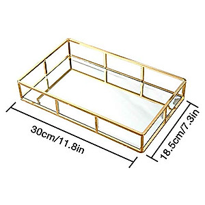 Rising Star Supply Golden Decorative Tray, Jewelry Perfume Makeup Organizer, Tray for Vanity, Table Centerpiece, Bathroom Tray, Coffee Table Tray