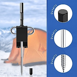 LFUTARI Ice Ancho Tool Kit,1pc Ice Anchor Drill Adapter with 4pcs Threaded Peg Ice Fishing Shelter Stake Nail, Universal Ice Fishing Anchors Tool Set for Ice Insert Sewing (Set 1)