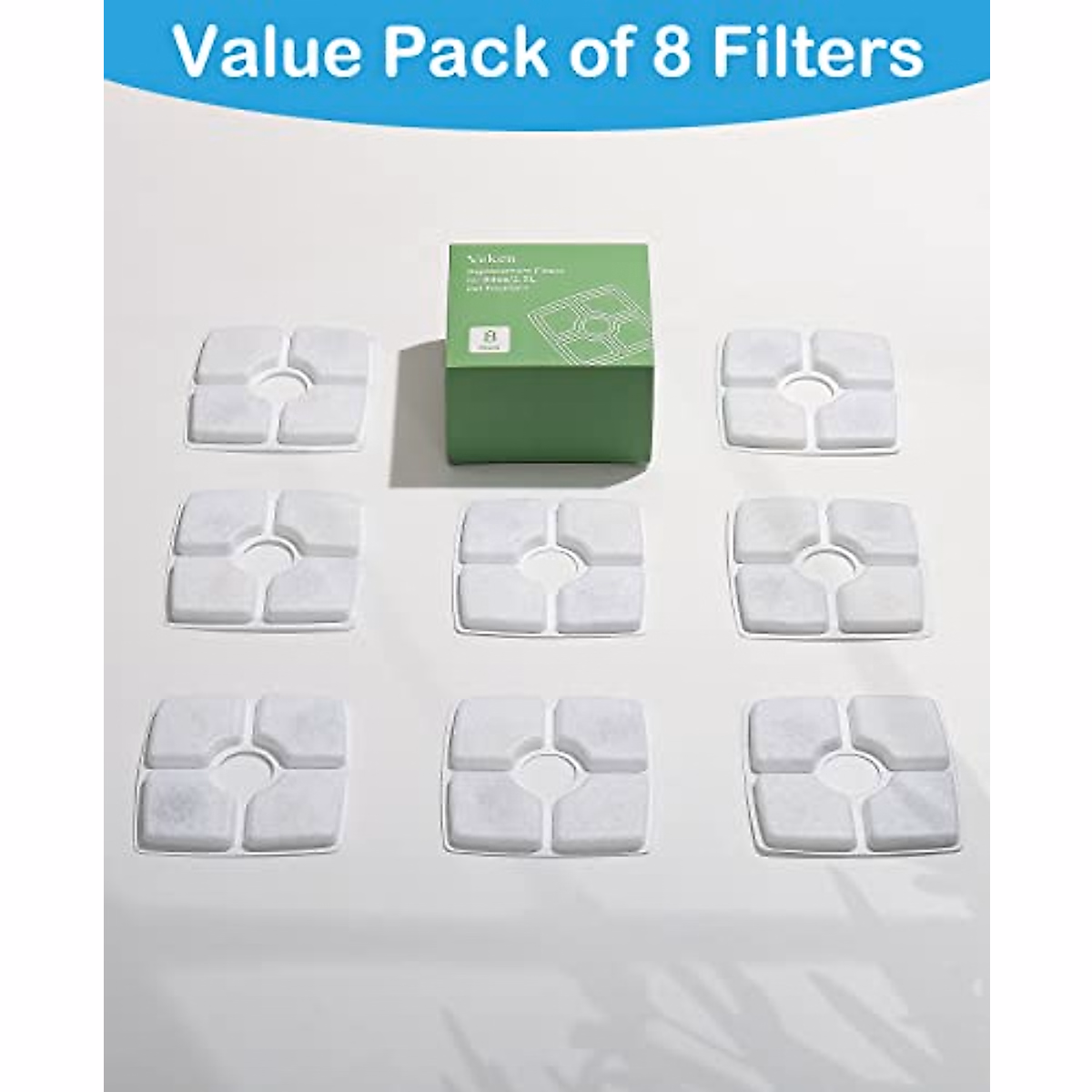 Veken 8 Pack Replacement Filters for 84oz/2.5L Automatic Pet Fountain Cat Water Fountain Dog Water Dispenser