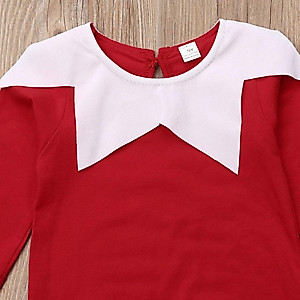 unniful Newborn Baby's Xmas Long Sleeve Romper+Hat Chrismas Santa Claus Dressed Set Onesies Jumpsuit 2pcs … (Red, 90/12-18m)