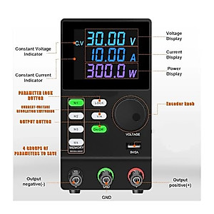 Switching Bench Power Supply DC 30V 10A 200V 300V Power Supply Encoder Adjustment Voltage Regulator Adjustable Switching Bench Power Supply(SPS3010D,110V)