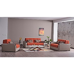 Sweethome Stores 74" Pull Bed with Storage, Firm, Fabric, 650 lbs Capacity, Sleeper Sofa, Futon for Living Room or Home Office Convertible Couch, DormirClack Sofabed, Orange