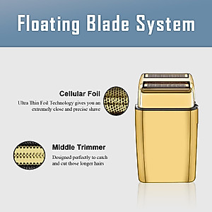 4 Pack Shaver Replacement Foil and Cutters compatible with BaBylissPRO Double FXFS2 Metal shaver foil replacement (Golden-4PCS)