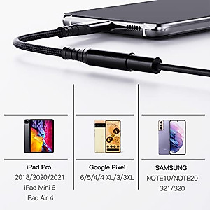 USB-C to 3.5 mm Headphone Jack Adapter,USB C to Aux Audio Dongle Cable Cord Compatible with iPhone 15,iPad Pro/mini6/air4,Samsung Galaxy S22 S21 S20 Note 20.