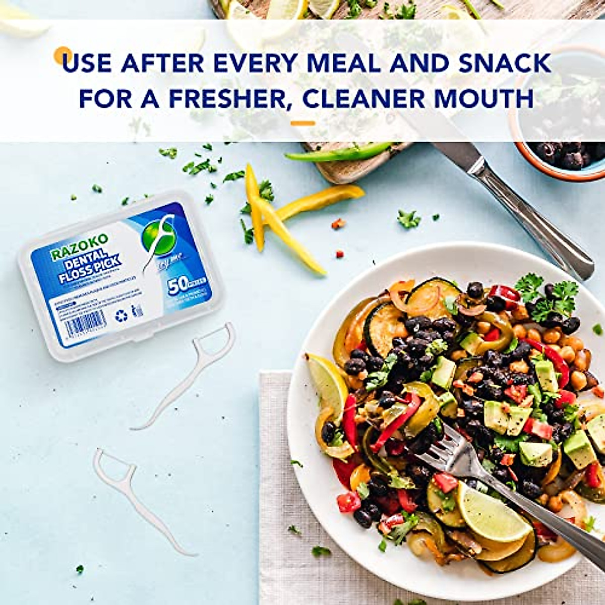 Dental Floss Picks High Toughness Professional Toothpicks Sticks 6-Pack(300pcs) with Portable Case and Dental Picks Perfect for Family,Hotel,Travel