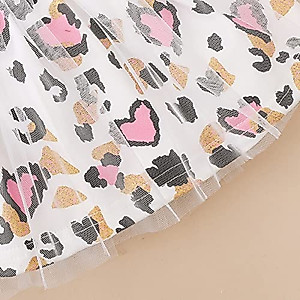 MIEKISA Baby Girls Romper and Leopard Mesh Dress Sets With Headband (Pink, 0-3 Months)