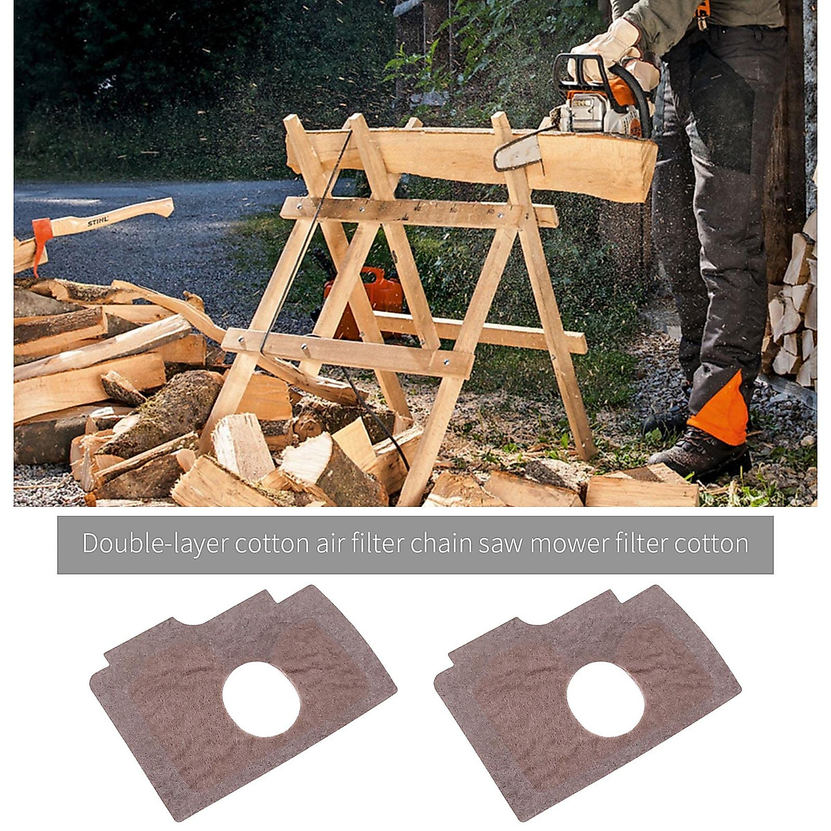 The Lord of the Tools 2Pcs Air Filter Replacement Compatible with Stihl MS170 MS180 017 018 Lawn Mower Filter Pads Double-layer Cotton Air Filters 90x65mm White