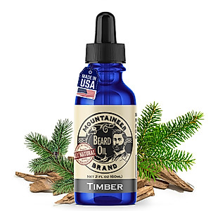 Mountaineer Brand Beard Oil - WV Timber Scent - 100% Natural Conditioner and Softener For Men - Hydrates and Moisturizes for Beard Growth - Treats Dry Itchy Beards - 2oz