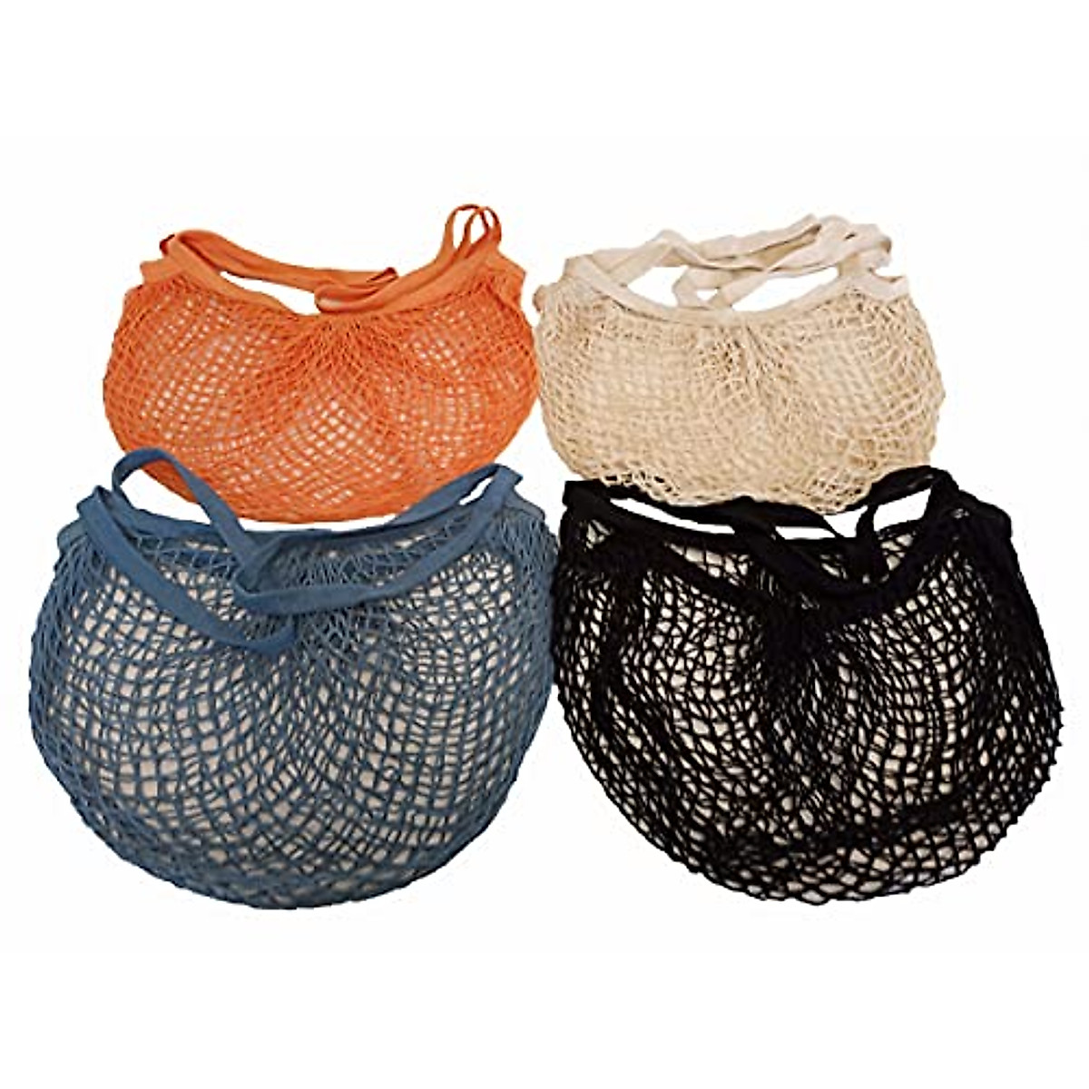 Reusable Long Handle Grocery Bags, Fruit and Vegetable Shoulder Bag, Washable Cotton Mesh String Organizer Shopping Handbags