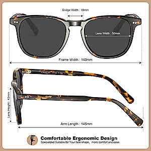 CARFIA Acetate Polarized Sunglasses for Men UV Protection Hand-Crafted Frame CA5285L
