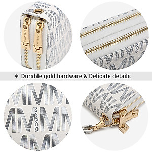 MKP COLLECTION Womens Fashion Double Zip Around Wallet Long Purse Credit Card Holder Bifold Ladies Cluth Wristlet Wrist Strap