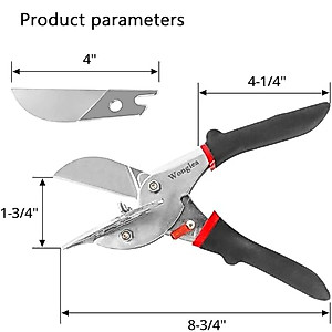Wonglea Miter Shears,Multifunctional Quarter Round Cutting Tool,Mitre Shears,Shoe Molding Cutter for Wood,Angular Cutting Molding,Crafting with 2 Replacement Blades