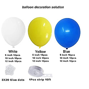 Blue Yellow White Balloon Garland Kit, 90 Pack Blue Yellow White Latex Balloons with 16FT Strip for Baby Shower Anniversary Birthday Wedding Graduation Office Party DIY Decoration