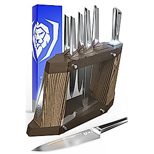 Dalstrong Knife Block Set - 8 Piece - Crusader Series - Forged High-Carbon German Stainless Steel - Manchurian Ash Wood Block Stand - Professional Kitchen Set - Knife Set - NSF Certified