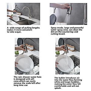 Kitchen Faucet with Pull Down Sprayer Brushed Nickel Single Handle Kitchen Sink Faucets with Pull Out Sprayer Stainless Steel Modern Commercial Farmhouse Rv Camper Kitchen Faucets