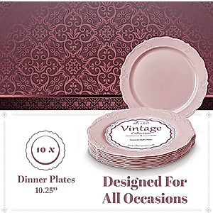 VINTAGE COLLECTION TABLEWARE, 10 Dinner Plates, Blush