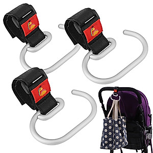 Stroller Hooks, 3Pcs Aluminium Swirly Baby Pram Hanger for Infant Pushchair Rollator Walker Wheelchair Accessories to Attach Shopping Bag