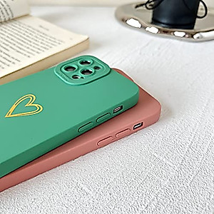 SmoBea Compatible with iPhone 13 Pro Max Case, Gold Heart Pattern Soft Liquid Silicone Shockproof Case for Women Girls Side Cute Plated Heart Pattern Slim Phone Case (Wine Red)