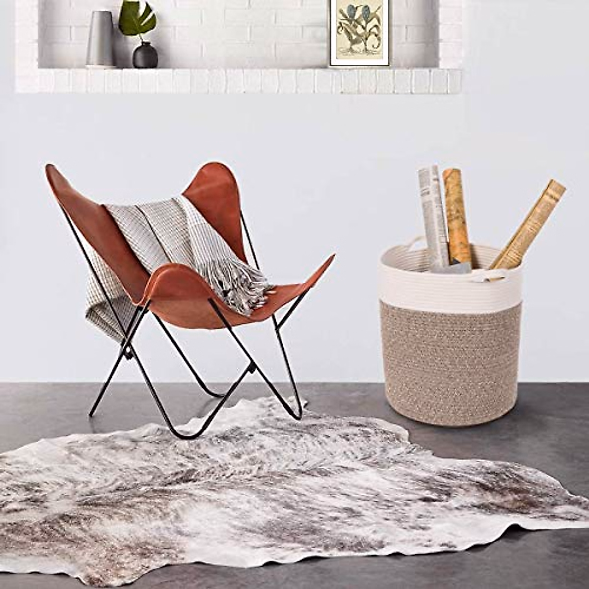 Goodpick Tall Cotton Rope Woven Basket and XXXL Large Laundry Basket Nursery Storage Bin With Handles