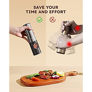 Sangcon Electric Salt and Pepper Grinder Set - Automatic Pepper Mills with LED Light - Battery Operated Salt and Pepper Shakers with Stand & Sangcon 5 in 1 Blender and Food Processor Combo for Kitche