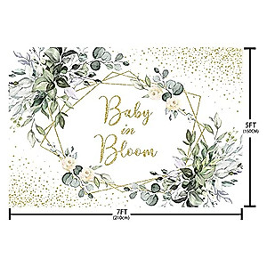 MEHOFOND Baby in Bloom Backdrop Eucalyptus Leaves Baby Shower Decorations Banner White Floral Baby Shower Supplies Photography Background Cake Table Decor Banner Photo Booth Prop Vinyl 7x5ft