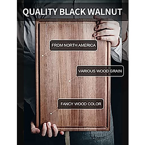 Befano Large Black Walnut Cutting Board for Kitchen, Reversible with Juice Groove, Charcuterie, Cheese Board, Serving Tray, Chopping Board for Meat, Bread(Gift Box Included)18x12 Inches