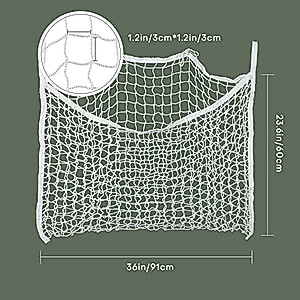 FLKQC Full Day Slow Feed Hay Net Bag Horse Feeding Large Feeder Bag with Small Holes Feed Horse Reduces Horse Feeding Anxiety and Behavioral Issue(36" Length x 23.6" Width)