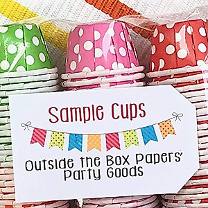 Outside the Box Papers Mini Paper Taster Cups - Sample .5 Ounce Souffle Cups - Red Orange Yellow Green Polka Dot - 250 Pack