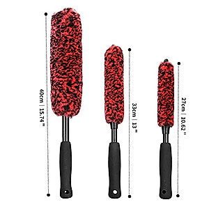 Carsgood Car Wool Wheel Brushes for Cleaning Wheels Set (3 Pack), Metal-Free Tire Brushes Kit, Soft Wheel Brushes for Cleaning Tires and Rims