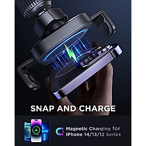 Magnetic Wireless Car Charger Mount, Compatible with MagSafe Car Mount Charger for iPhone 14 13 12 Pro Max Plus Mini, Auto Clamping (Power Supply not Included)