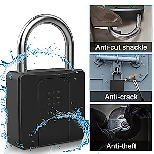 Fingerprint Padlock with Key Backup, Dhiedas Pad Lock with Fingerprint Bluetooth Key Waterproof Heavy Duty Combination Lock for Outdoor Fence Gate Shed Warehouse Gym Storage Yard