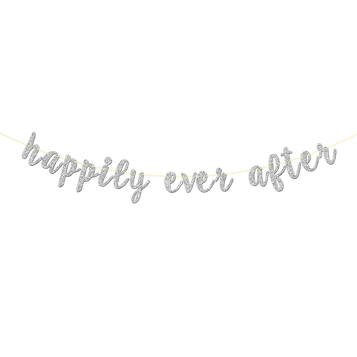 Silver Happily Ever After Banner,Wedding Sign,Engagement, Bridal Shower, Wedding, Bachelorette Party Decoration