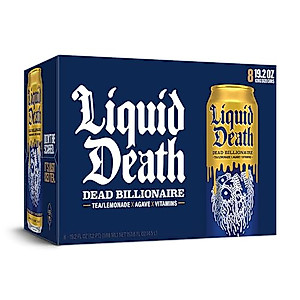 Liquid Death Iced Black Tea/Lemonade, Dead Billionaire (aka Armless Palmer) 19.2oz King Size Cans (8-Pack)