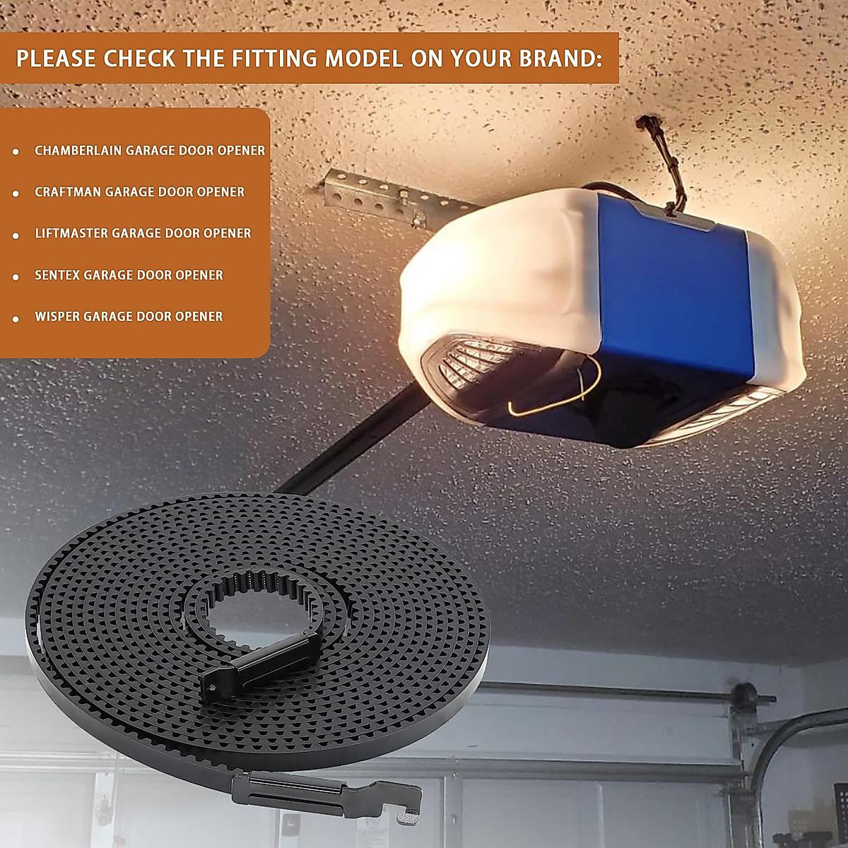 41A5250-2 Drive Belt for 10ft High Garage Doors,308'' Garage Door Openers Belt 041A5250-2,Replacement Belt Compatible with Liftmaster/Chamberlain Belt Drive Garage Door Opener