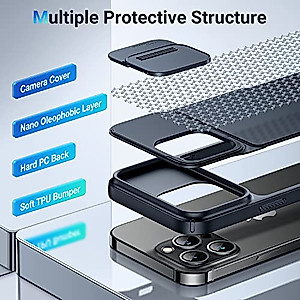 Simtect Designed for iPhone 14 Pro Max Case with Sliding Camera Cover, Shockproof & Military-Grade Protective Silicone Phone Case for iPhone 14 Pro Max 6.7 inch - Black