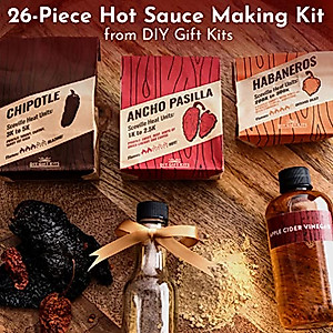 DIY Gift Kits Standard Hot Sauce Making Kit with Everything Included for DIY; Make Your Own Hot Sauce Kit for Adults; Ingredients, 3 Recipes, & Bottles Included; Gift For Birthdays, Fathers Day & More