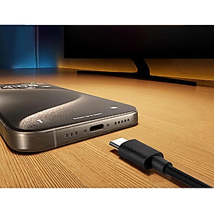 Black 3 ft USB C Charger Cable for iPhone 15/16 - Also Compatible with Motorola Edge/Moto G Series