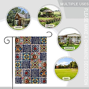 Double-sided garden flag Mexican Talavera Ceramic Tile Pattern Ethnic Folk Outdoor Flag Garden Flag Yard Outdoor Decoration （12×18in）.
